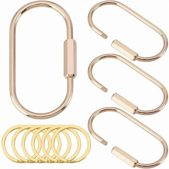 4Pcs Oval Keychain Holder with 6Pcs Alloy Split Rings Metal Screw Lock ...
