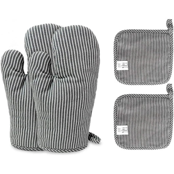 4Pcs Oven Mitts and Pot Holders, Heat Resistant Set with Pothholder ...