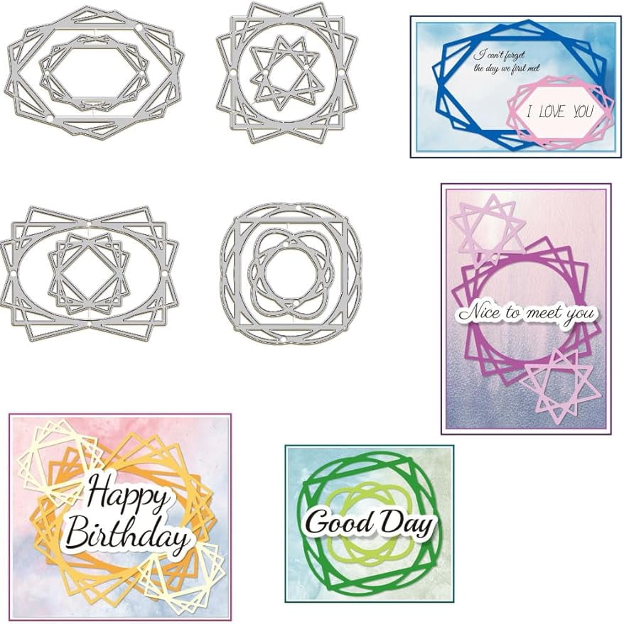4Pcs Overlapping Frame Box Cutting Dies Polygon Six Pointed Star Die ...
