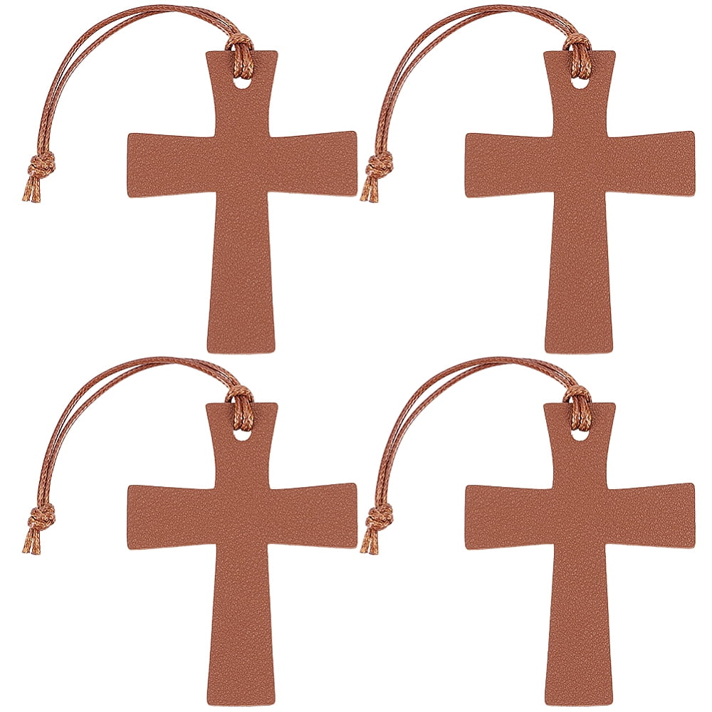 4Pcs PU Leather Pendant Bookmark Saddle Brown 195mm DIY - Walmart.com
