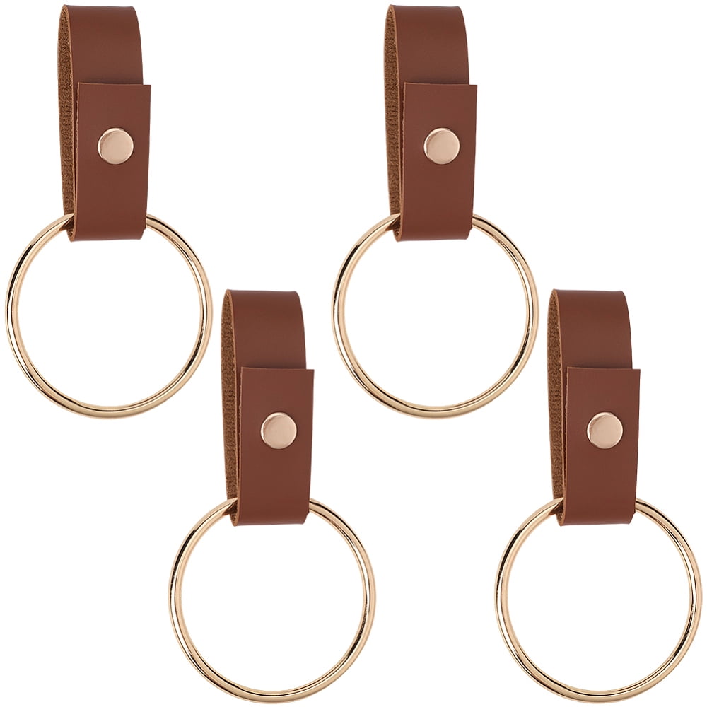 4Pcs PU Leather Towel Holder with Iron Key Rings and Snaps Sienna 145mm ...