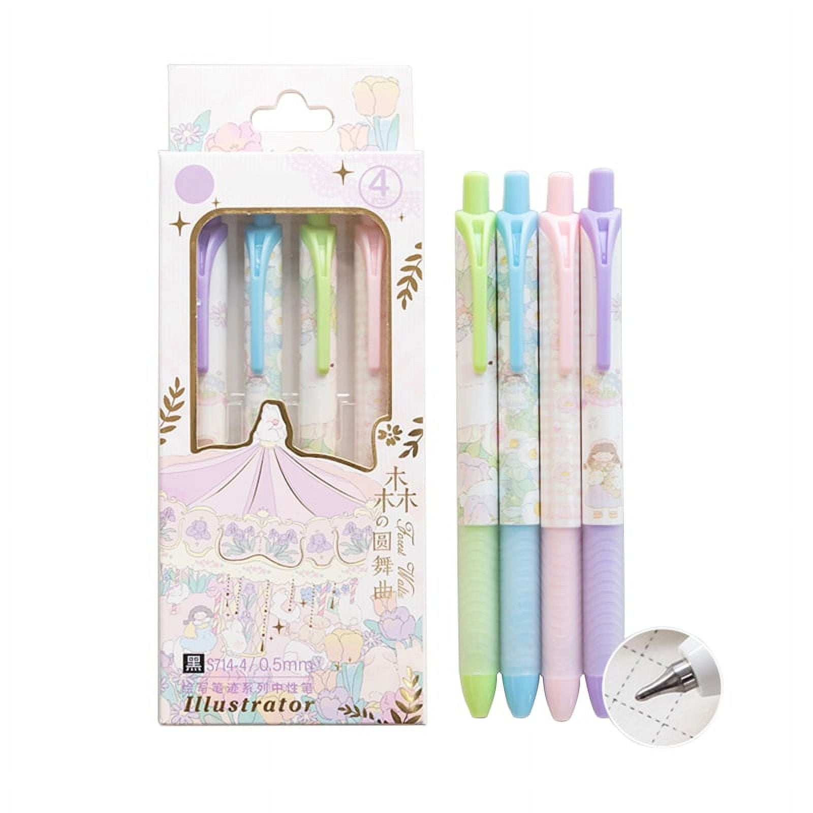 4Pcs/Pack Retractable Gel Pens Black Gel Pens Anti-Slip Silicone Pen ...