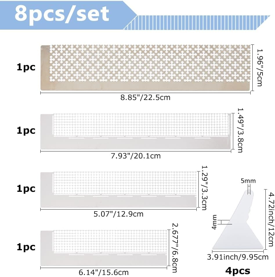 4Pcs Painting Ruler Diamond Drawing Ruler Stainless Steel Diamond Mesh ...