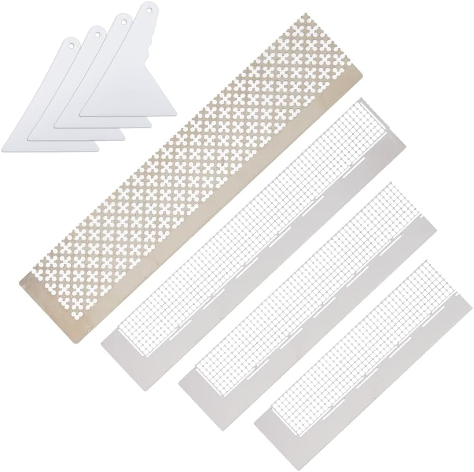 4Pcs Painting Ruler Diamond Drawing Ruler Stainless Steel Diamond Mesh ...