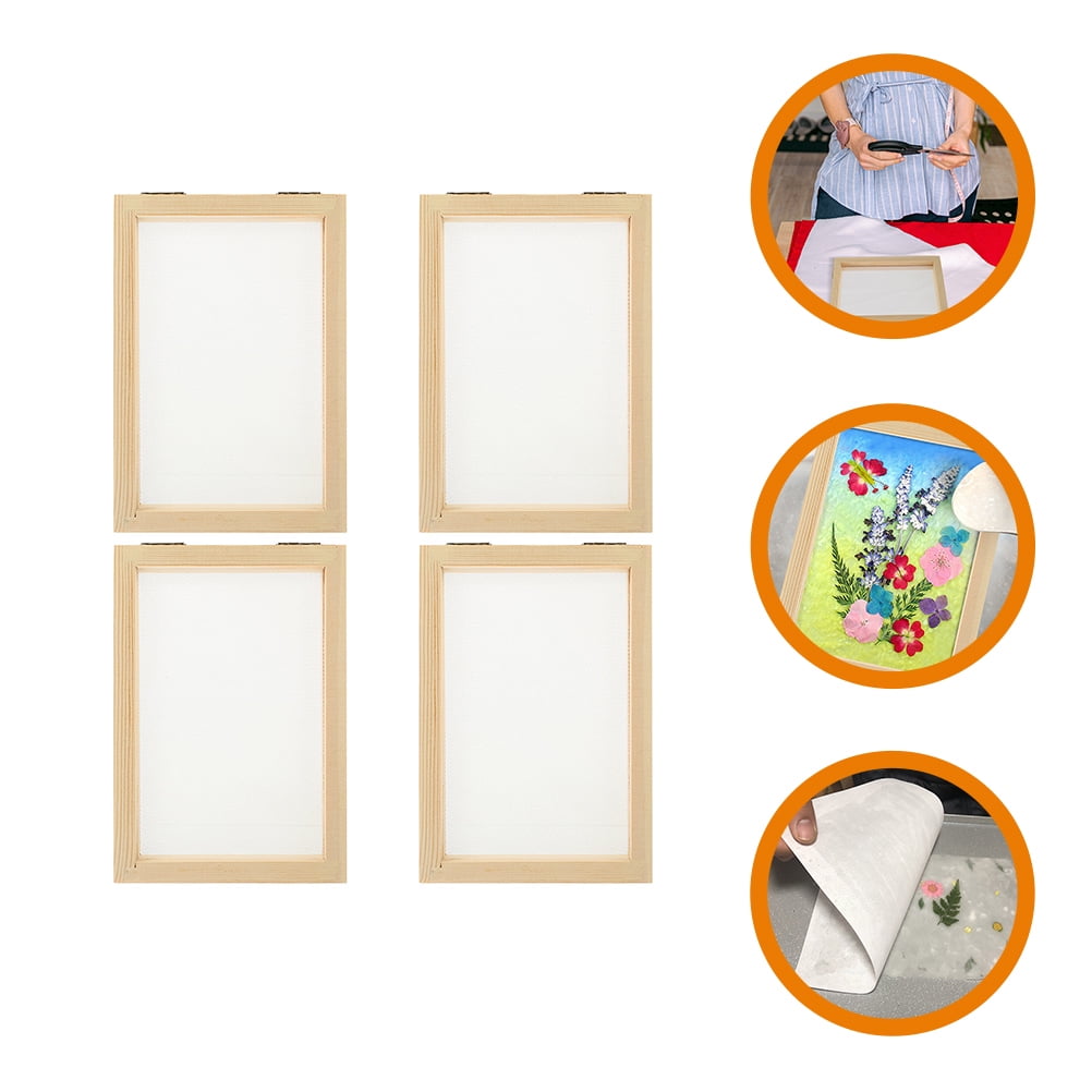 4Pcs Paper Making Mold Paper Making Screen Wooden Paper Making Frame ...