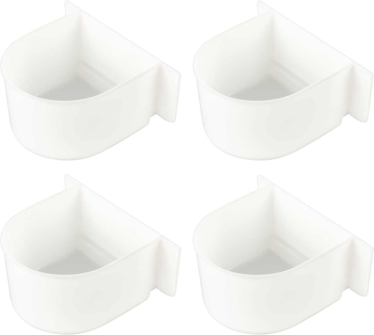 4Pcs Parrot Cage Replacement Food and Water Cup White Bird Feeders ...