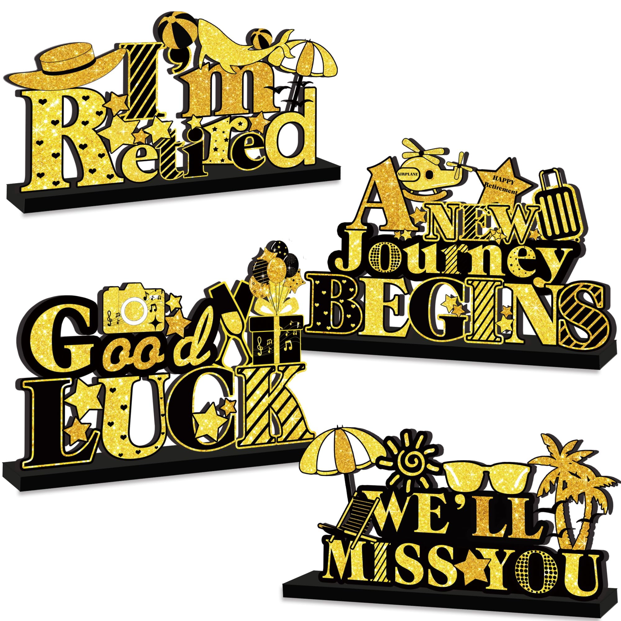 4Pcs Party Decorations OIF8 Wooden Table Sign, Black Wooden Table ...