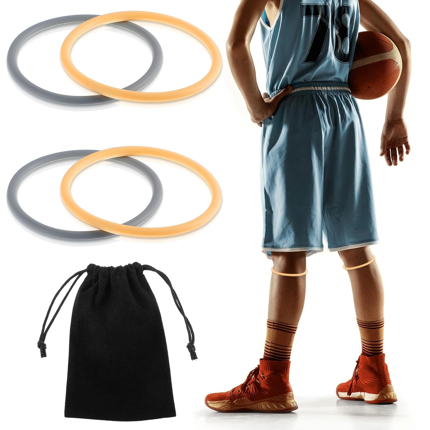 4Pcs Patella Bands Basketball, Silicone Fine Knee Bands for Knee Pain ...