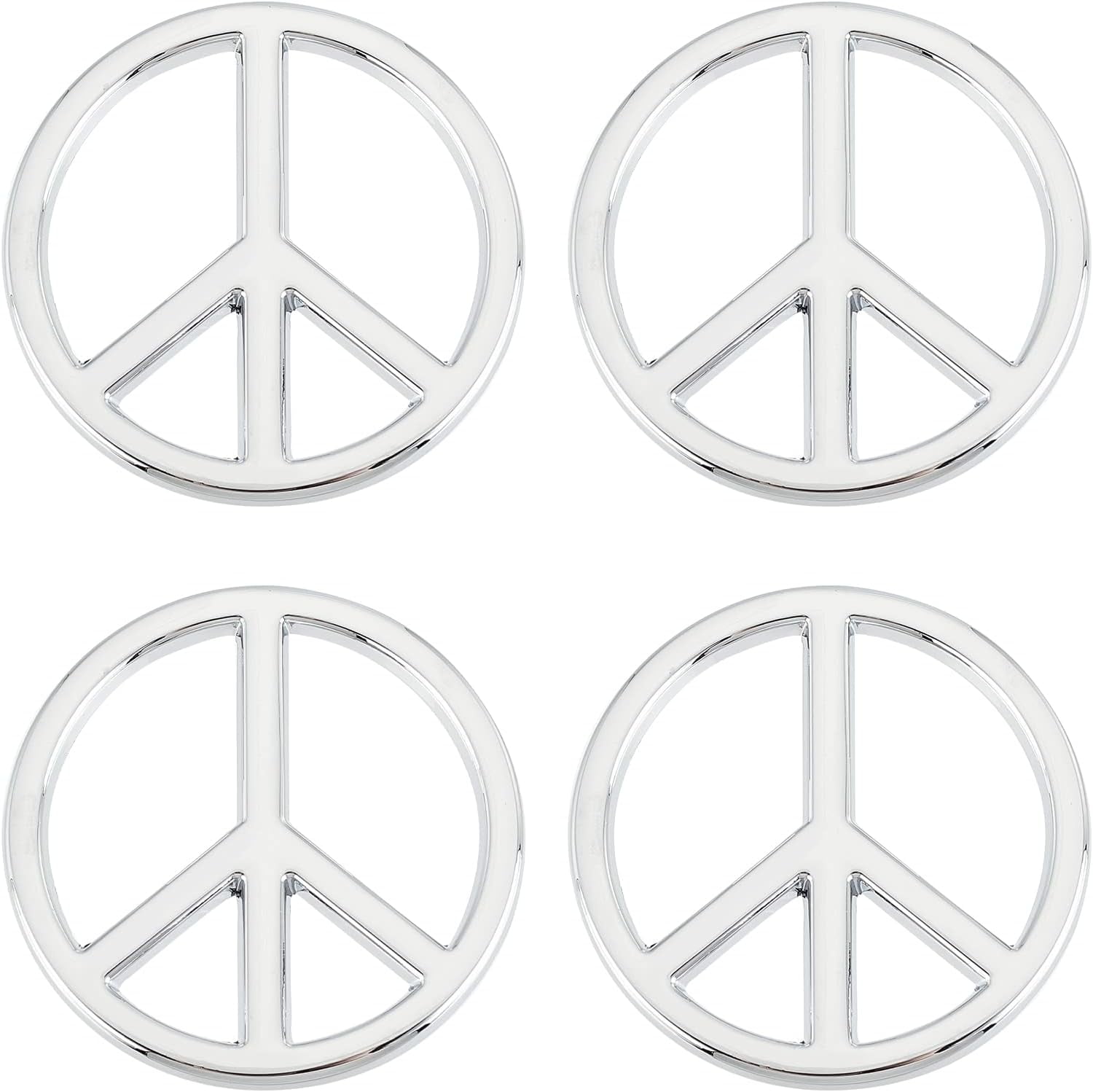 4Pcs Peace Sign Decals Peace Symbol Car Stickers 6.35x0.35cm Silver ...