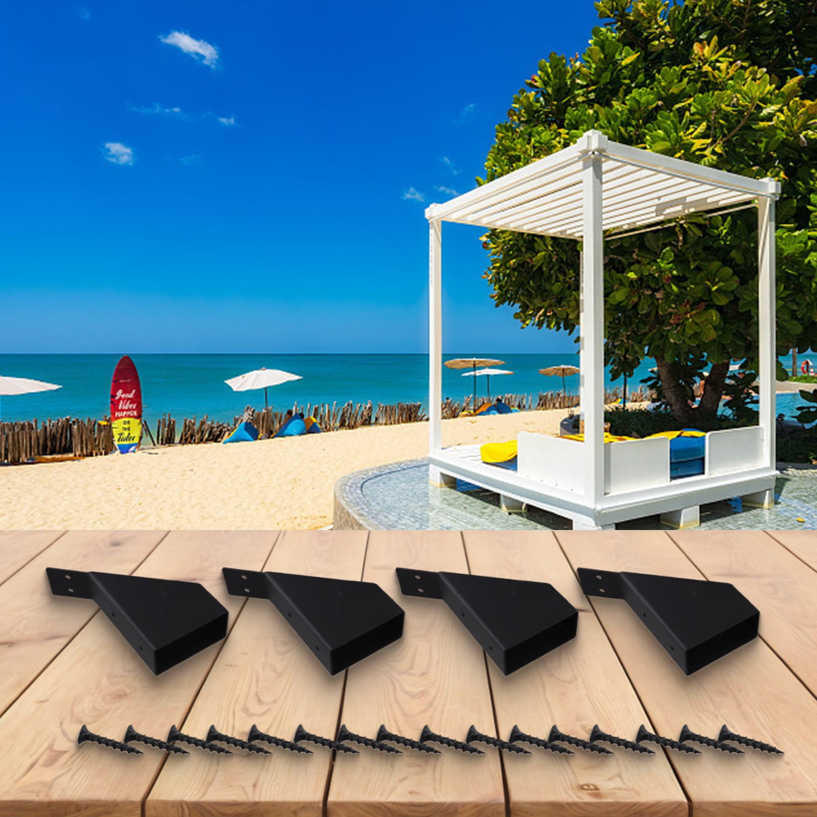 4Pcs Pergola Brackets 45 Degree Angle Support Heavy Duty Connector for ...