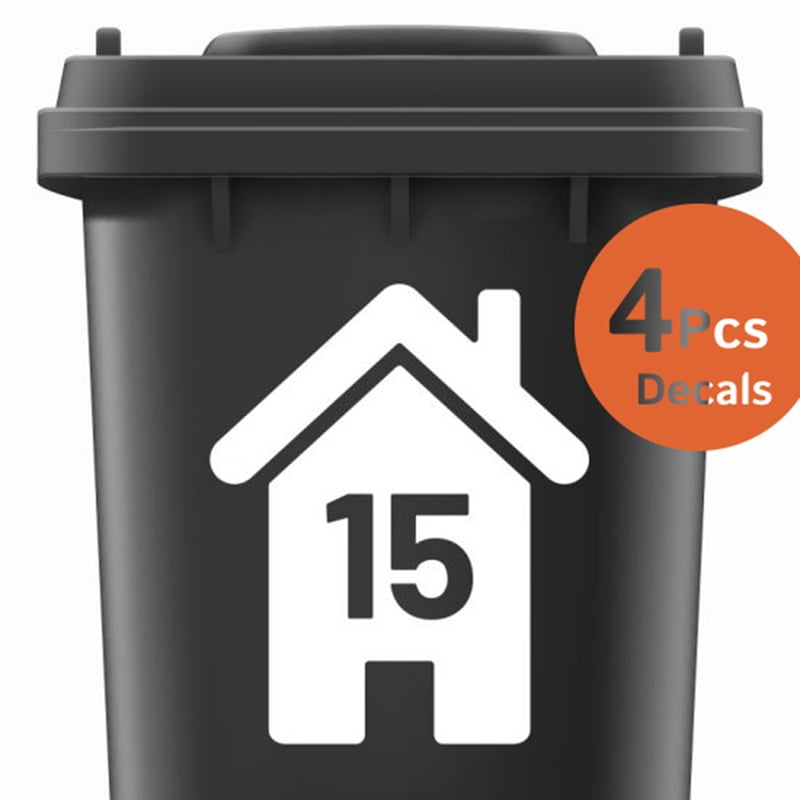 4Pcs Personalized Wheelie Bin Rubbish Trash Can Container House Number ...