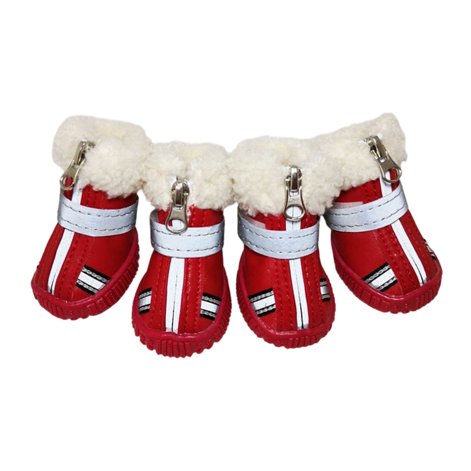 4Pcs Pet Dog Winter Shoes Red Windproof Booties Anti-Slip Paw ...