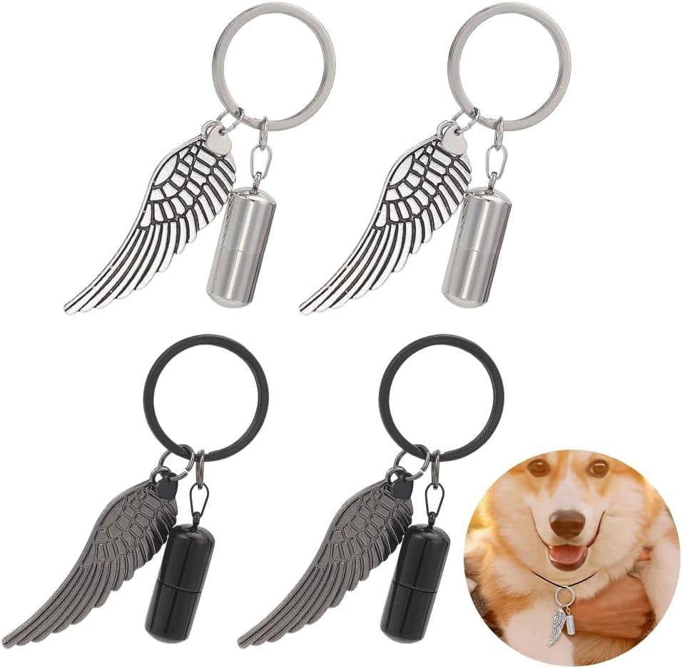 4Pcs Pet Urns Pendant Keychain Set 2 Colors Stainless Steel Ashes ...