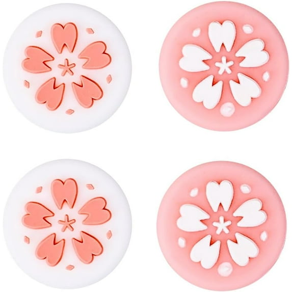 4Pcs Pink Joycon Button Covers Silicone Cherry Flower Joystick Silicone ...