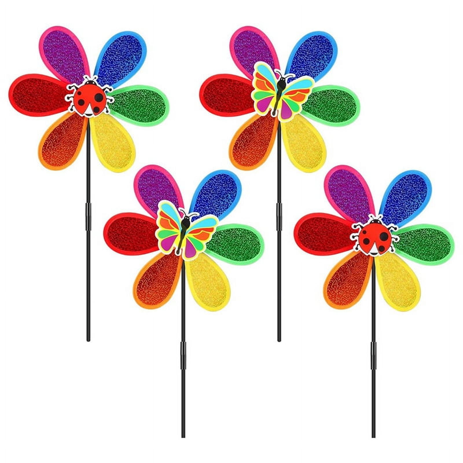 4Pcs Pinwheels for Garden,Colorful Flower Rainbow Garden Windmill,Wind ...