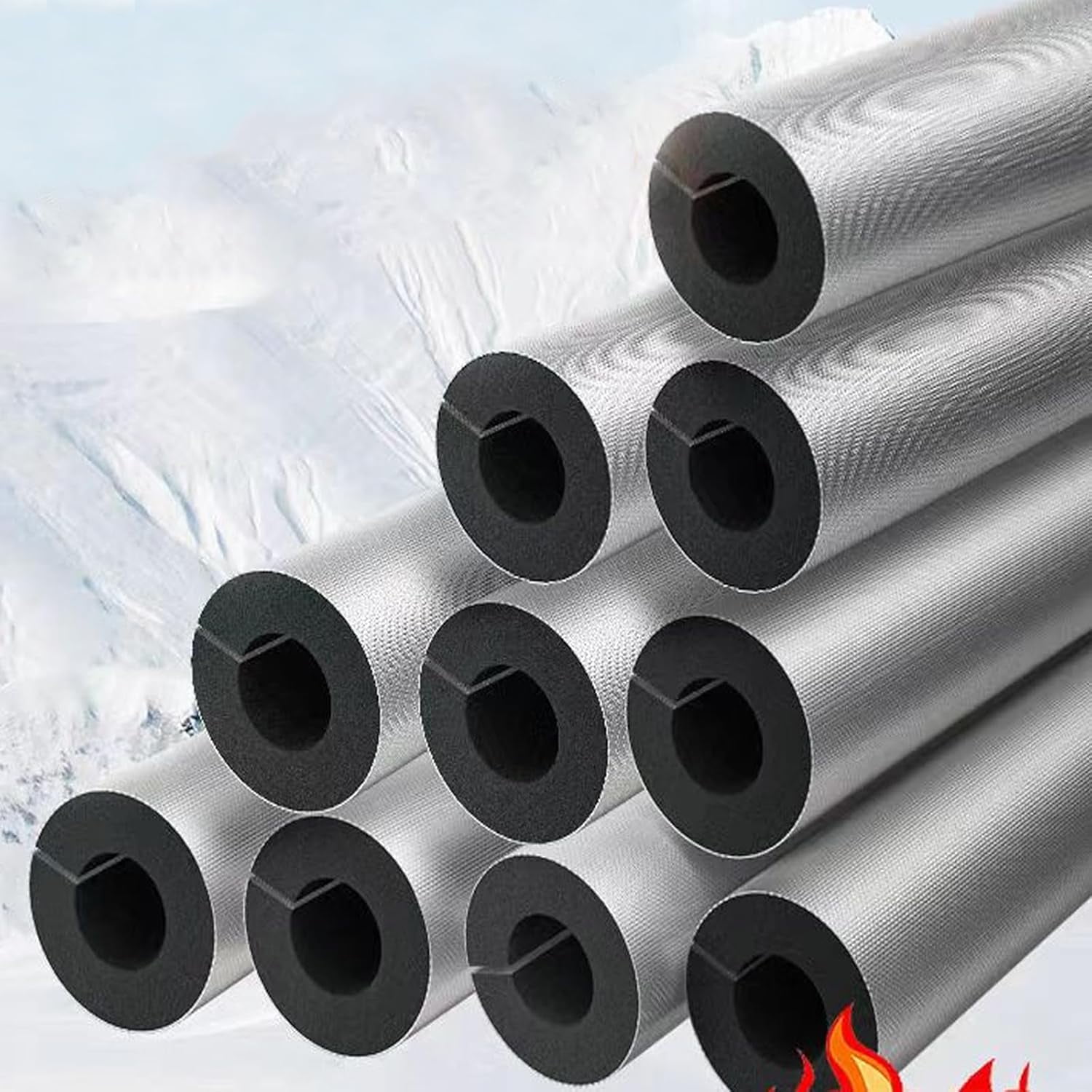 8Pcs Pipe Insulation Foam Tubes 1.3ft x 0.8in Self Adhesive Foam Pipe Covers Pipe Insulation ...