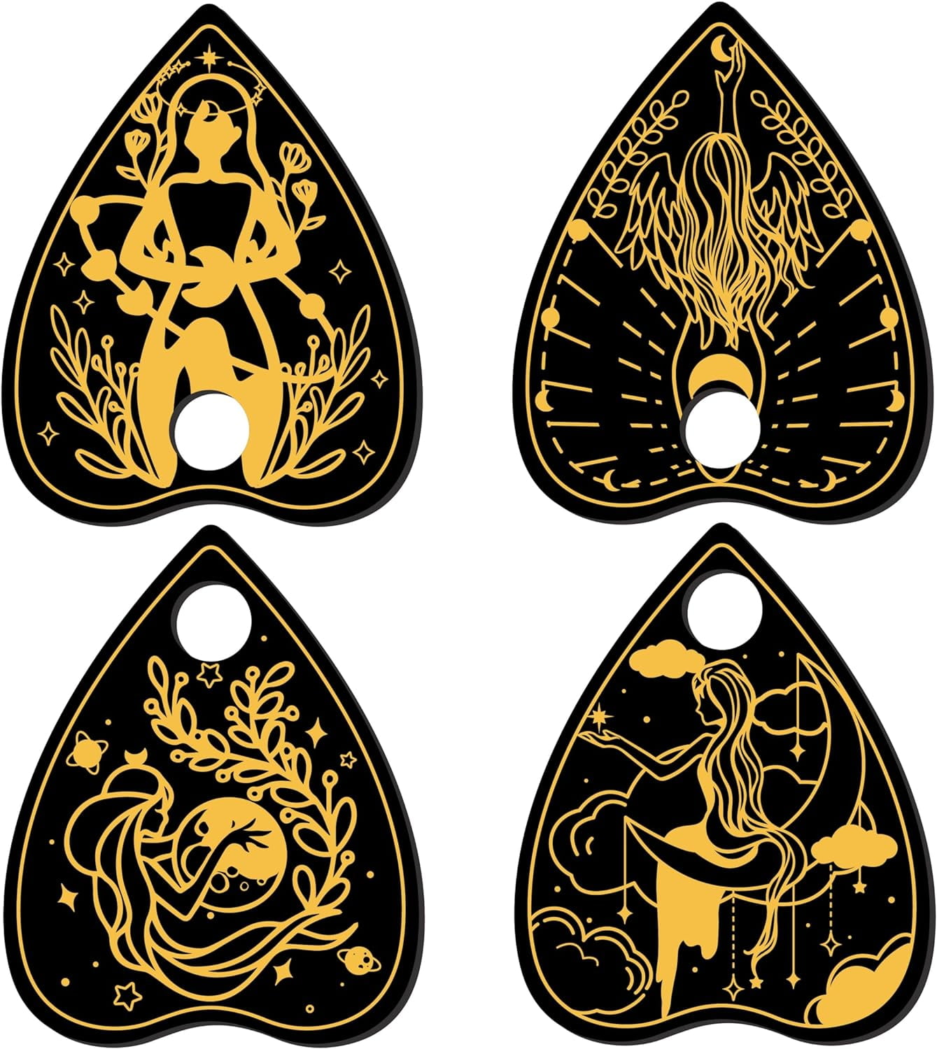 4Pcs Planchette Goddess Wooden Mini Crystal Sphere Display Stand ...