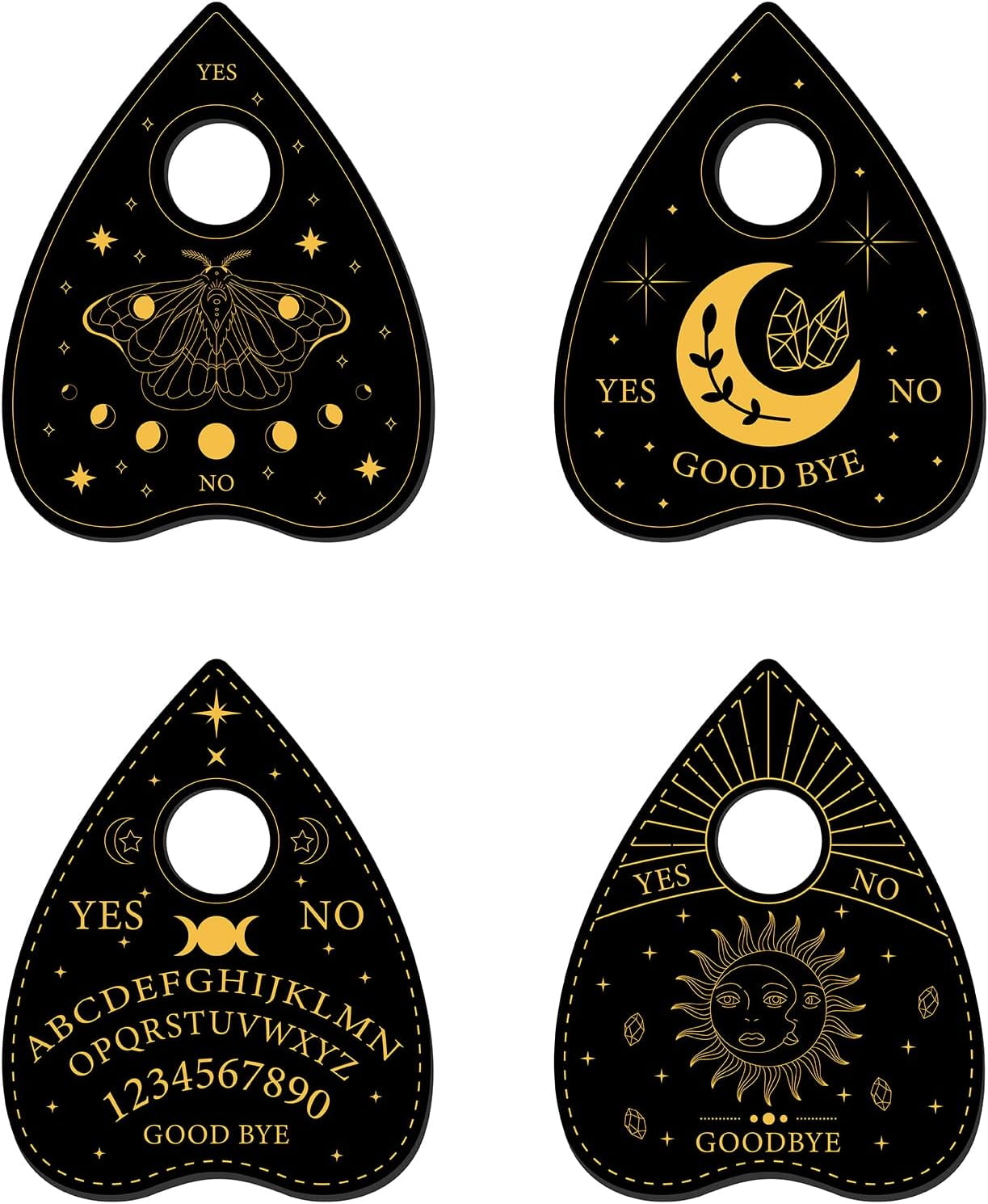 4Pcs Planchette Spirit Board Wooden Crystal Holder Mini Crystal Sphere ...