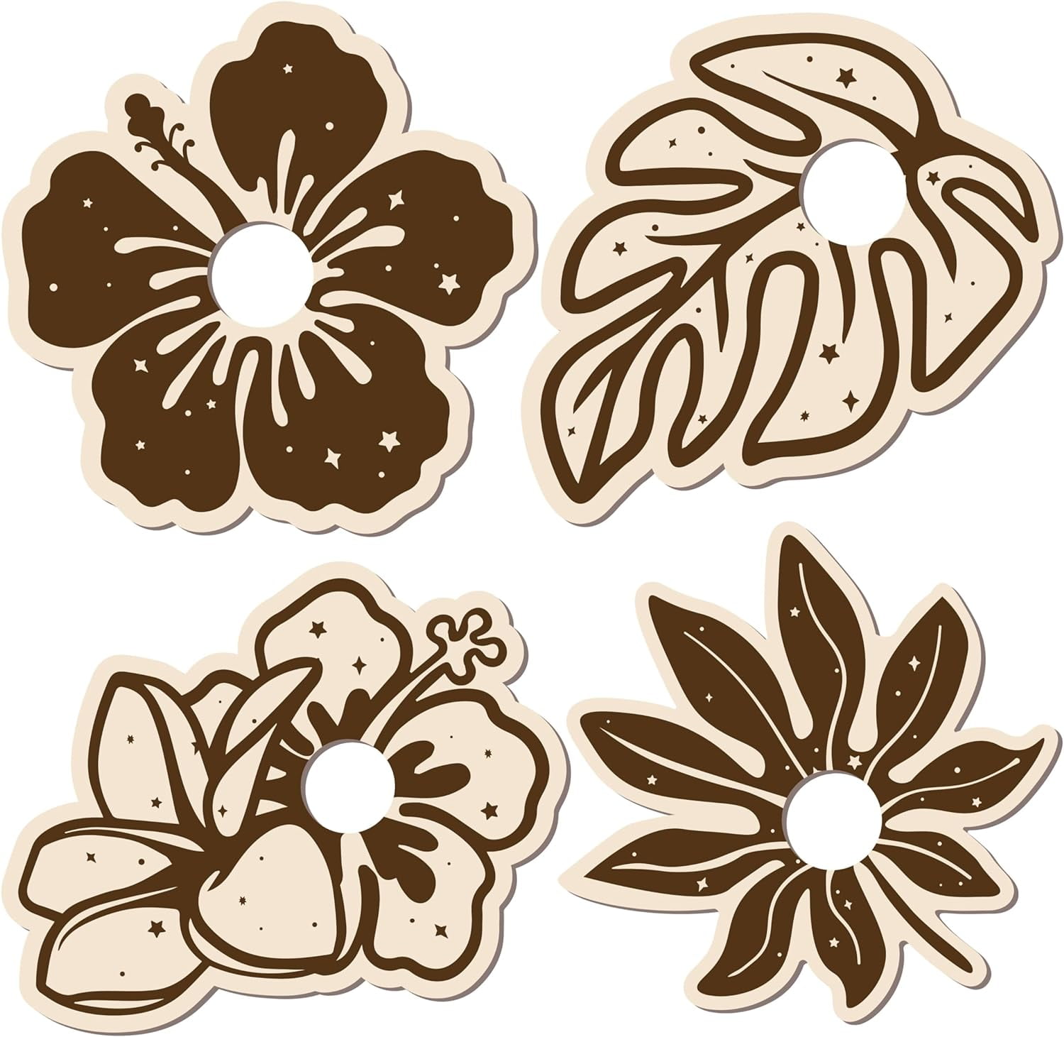 4Pcs Planchette Wood Mini Sphere Display Stand Holder Tropical Plant ...