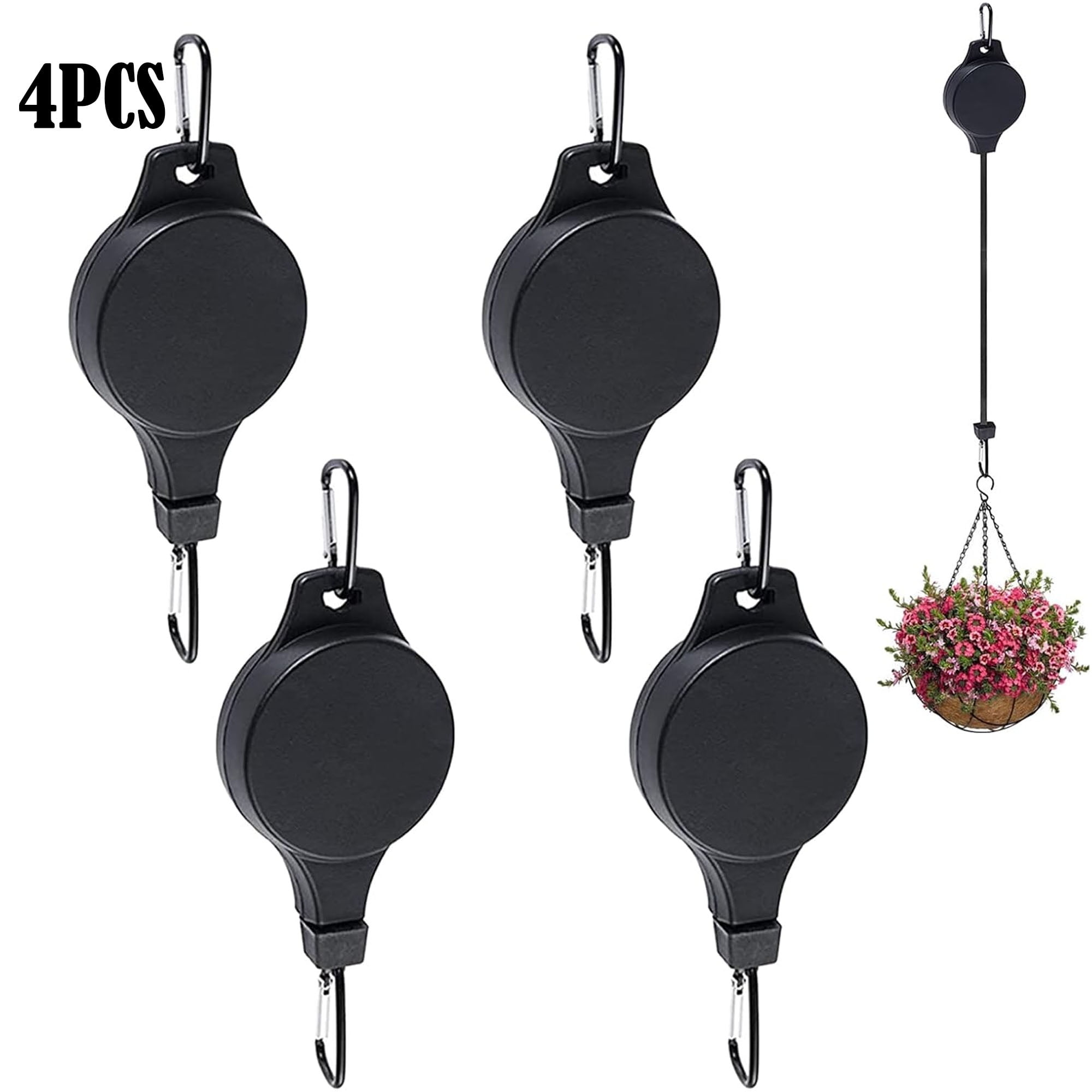 4Pcs Plant Pulley Retractable Hanger Easy Reach Plant Pulley Adjustable ...