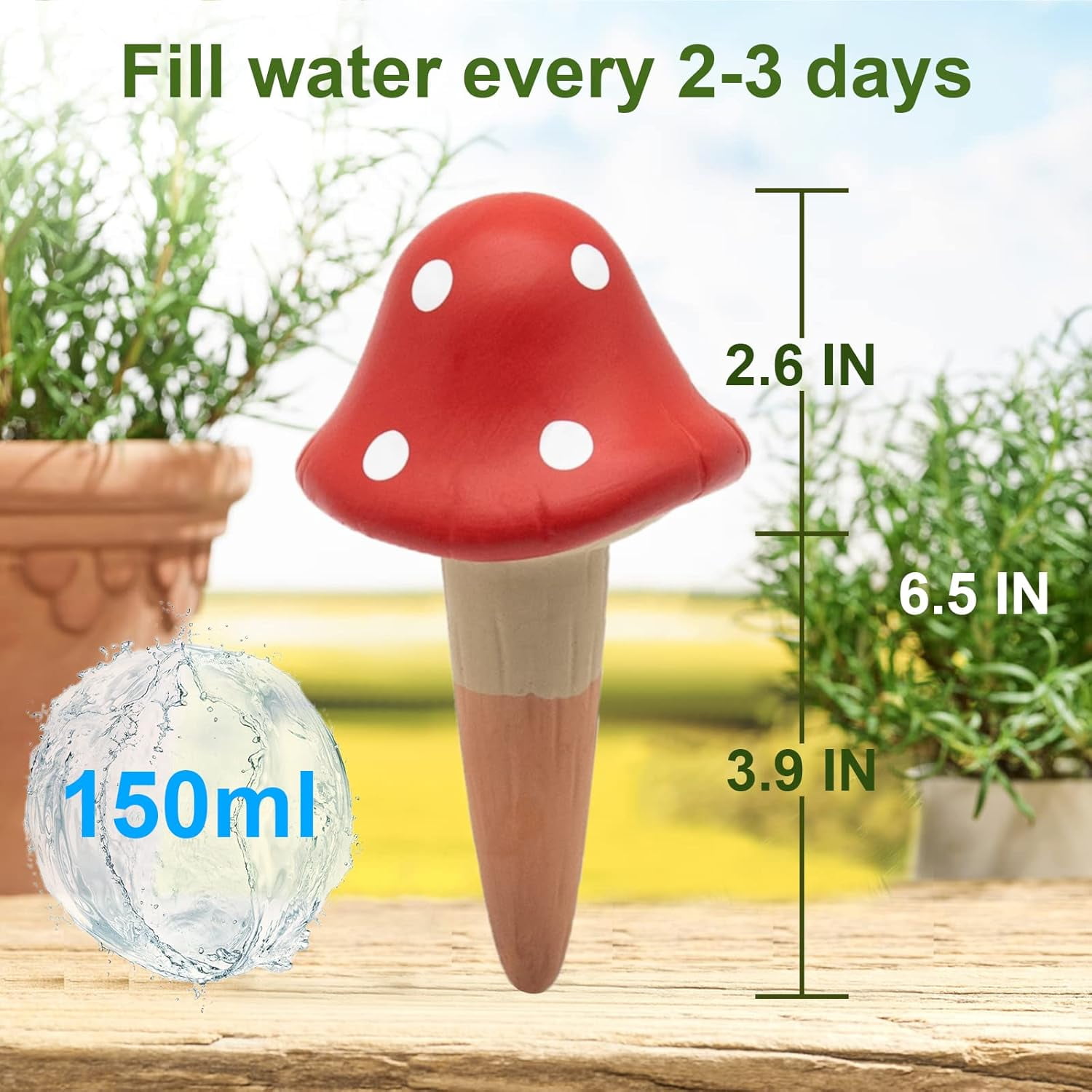 4Pcs Plant Self Watering Spikes with Shovels and Rake, Plant Watering ...