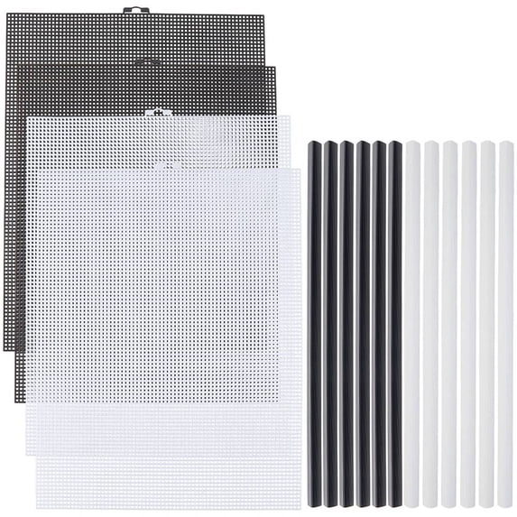 4Pcs Plastic Canvas Sheets 7 Count White Black with 12Pcs File Folders ...