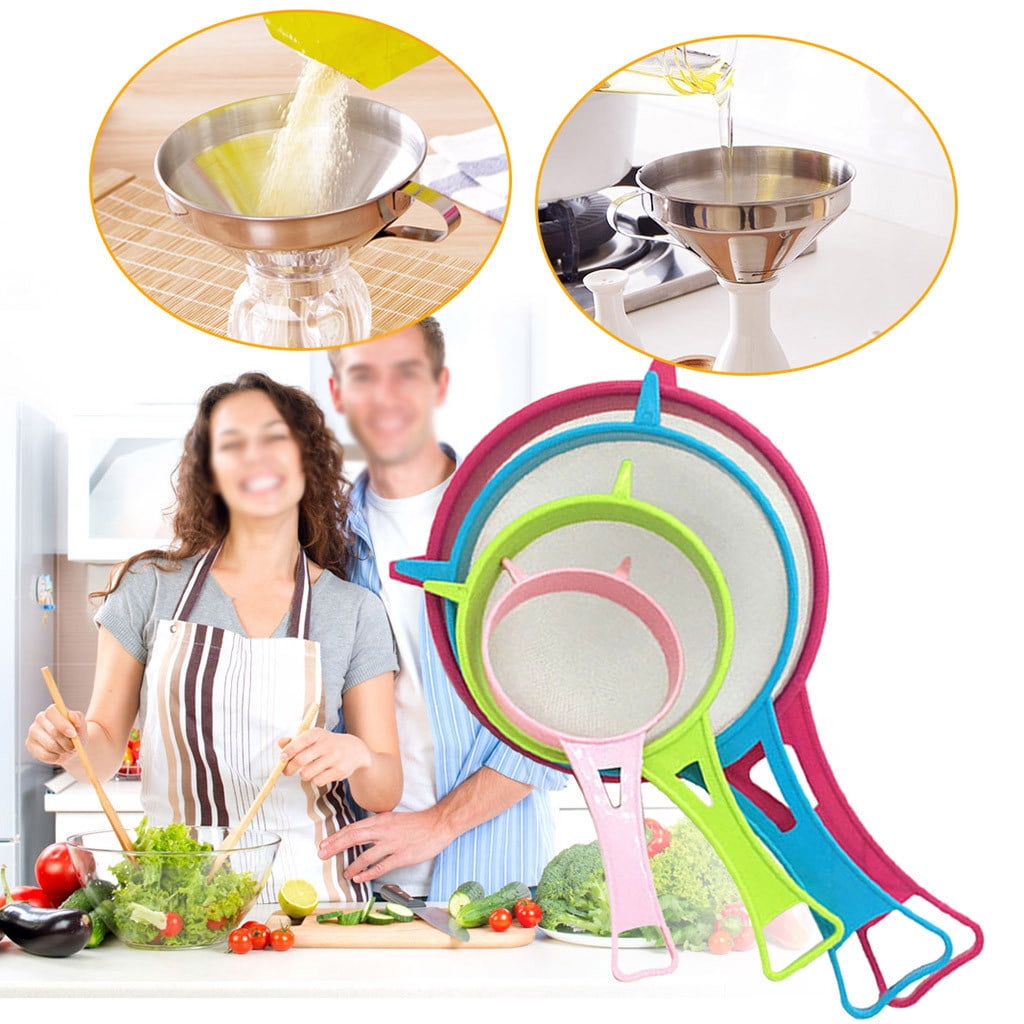 4Pcs Plastic Kitchen Sieve Strainer Set - Mini Mesh Baskets, 6.9-3.3 ...