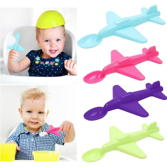 4Pcs Plastic Small Airplane Spoon, Airplane Creative Home Kitchen ...