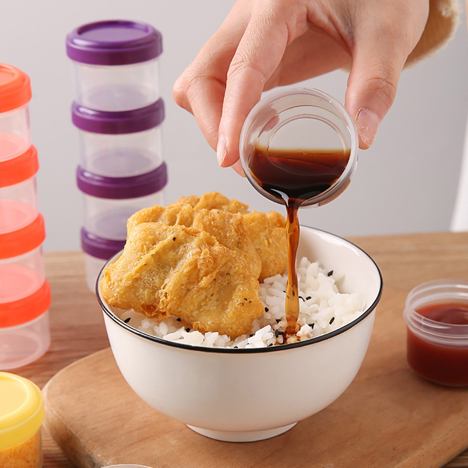 4Pcs Plastic Storage Box,Clear Plastic Jars with Lids,To Go Sauce ...