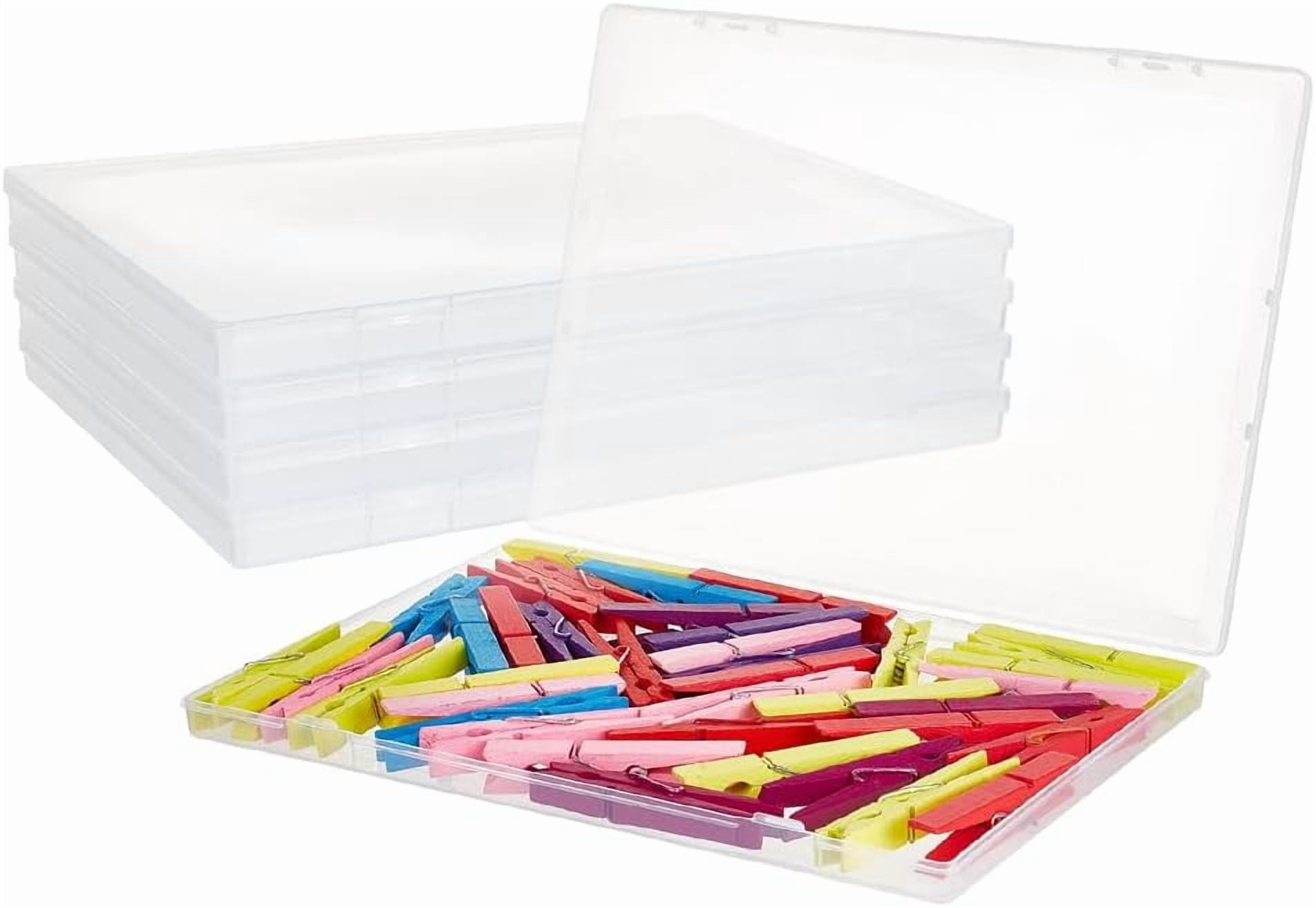 4Pcs Plastic Storage Containers Rectangle Clear Box Case with Flip-Up ...