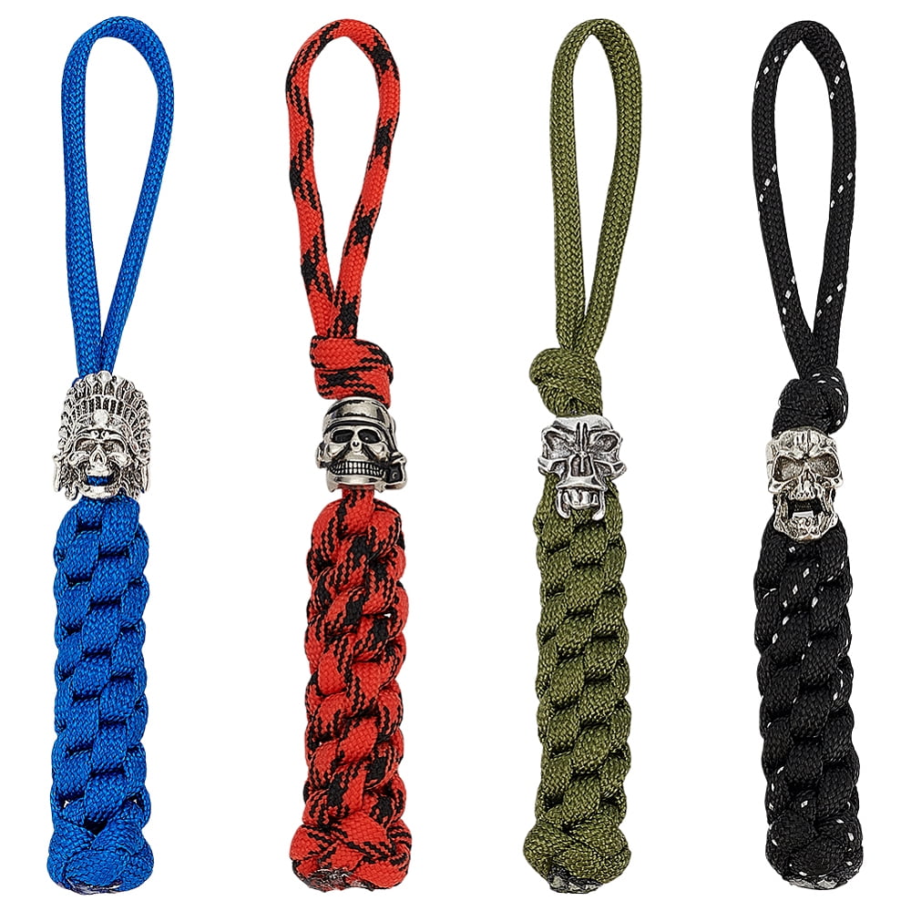4Pcs Polyester & Spandex Cord Ropes Keychain Carabiner with Alloy ...