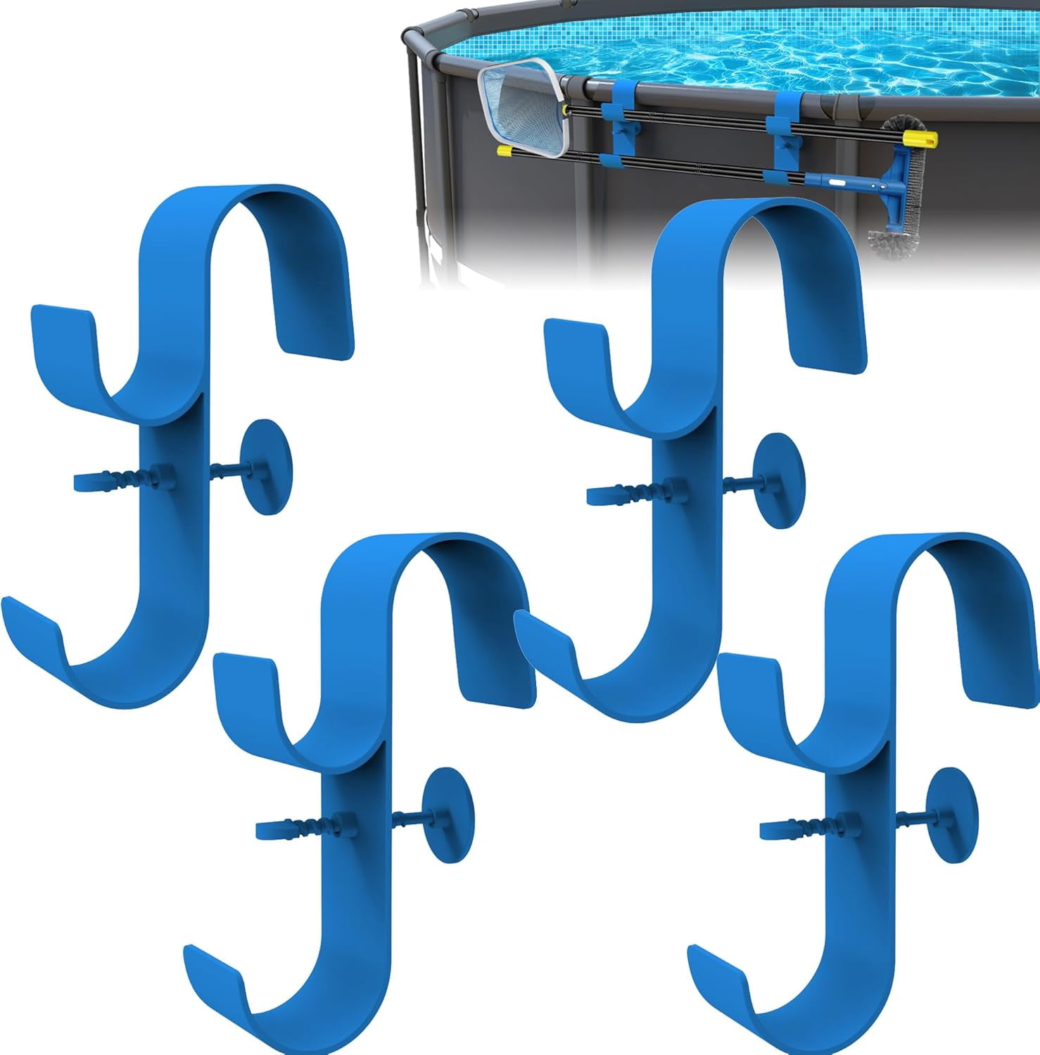 4Pcs Poolside Pool Leaf Skimmer Net Holder, Above Ground Pool Pole ...