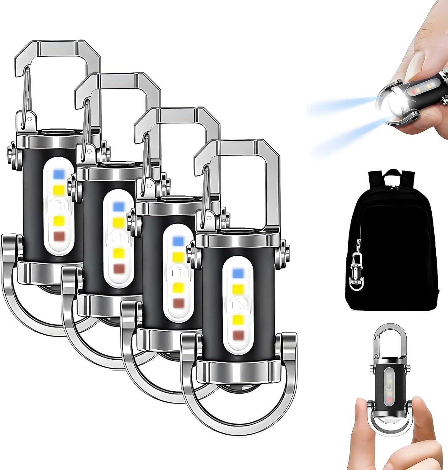 4Pcs Portable Rechargeable Bright Keychain Flashlight, 1200 Lumens Mini ...