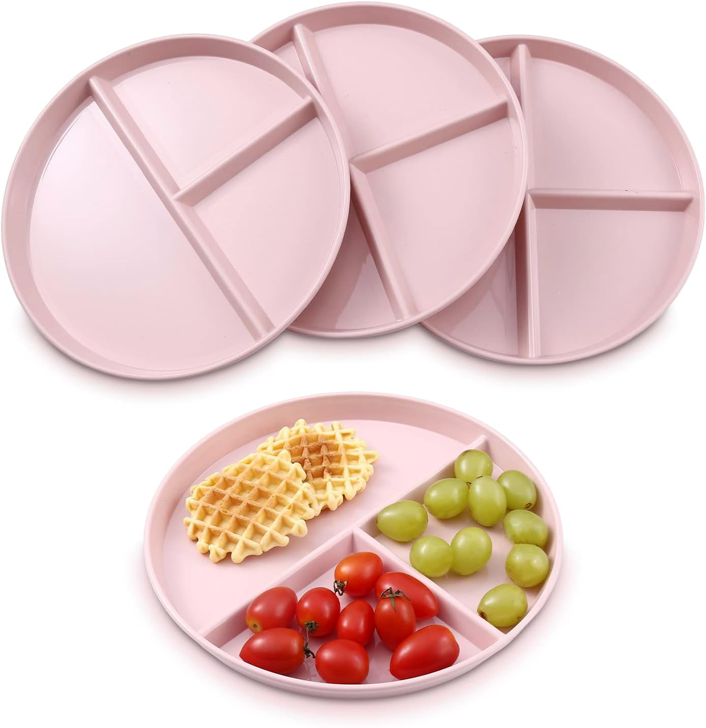 4Pcs Portion Control Plates 9Inch Divided Plate Adults Plastic 3 ...