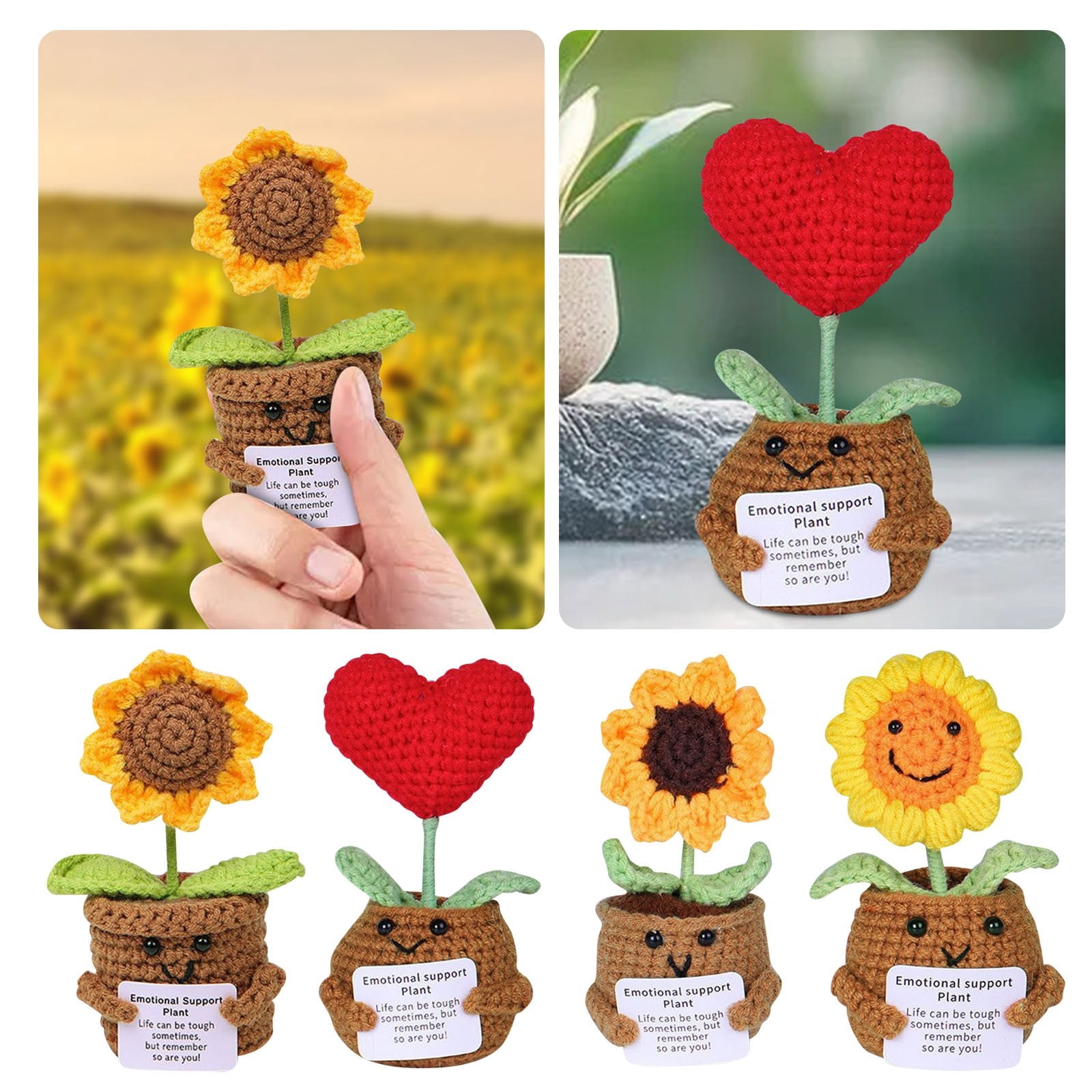 4Pcs Positive Heart 5 inch Handmade Knitted Wool Doll with Positive ...