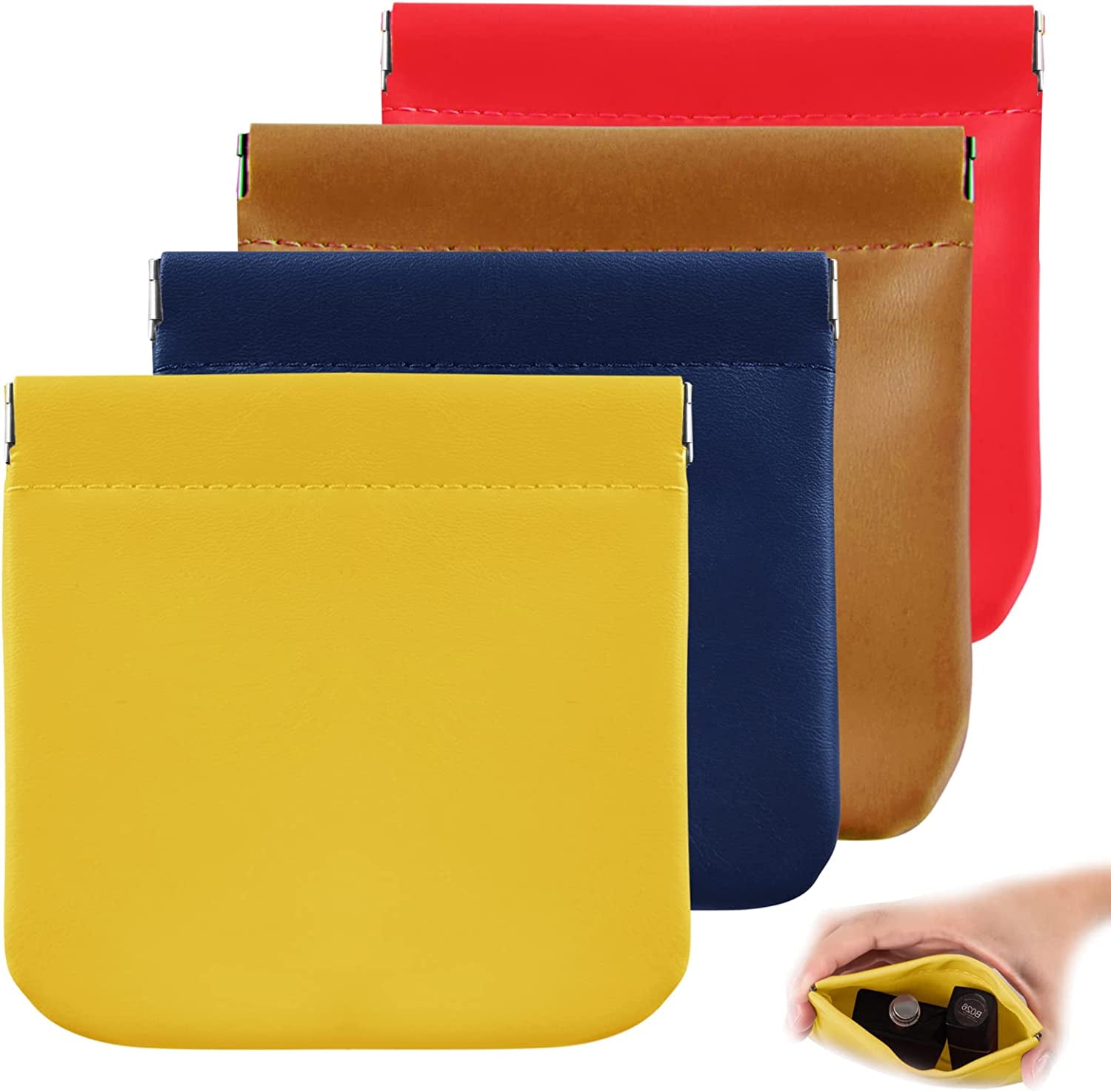 4Pcs Pouchic - Personalized Snap Closure Leather Organizer Pouch ...