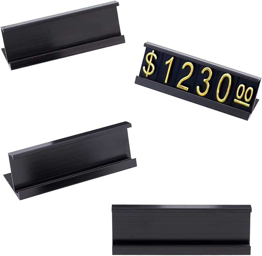 4Pcs Price Display Stand Black Aluminium Alloy Base for Price Tag Cubes ...