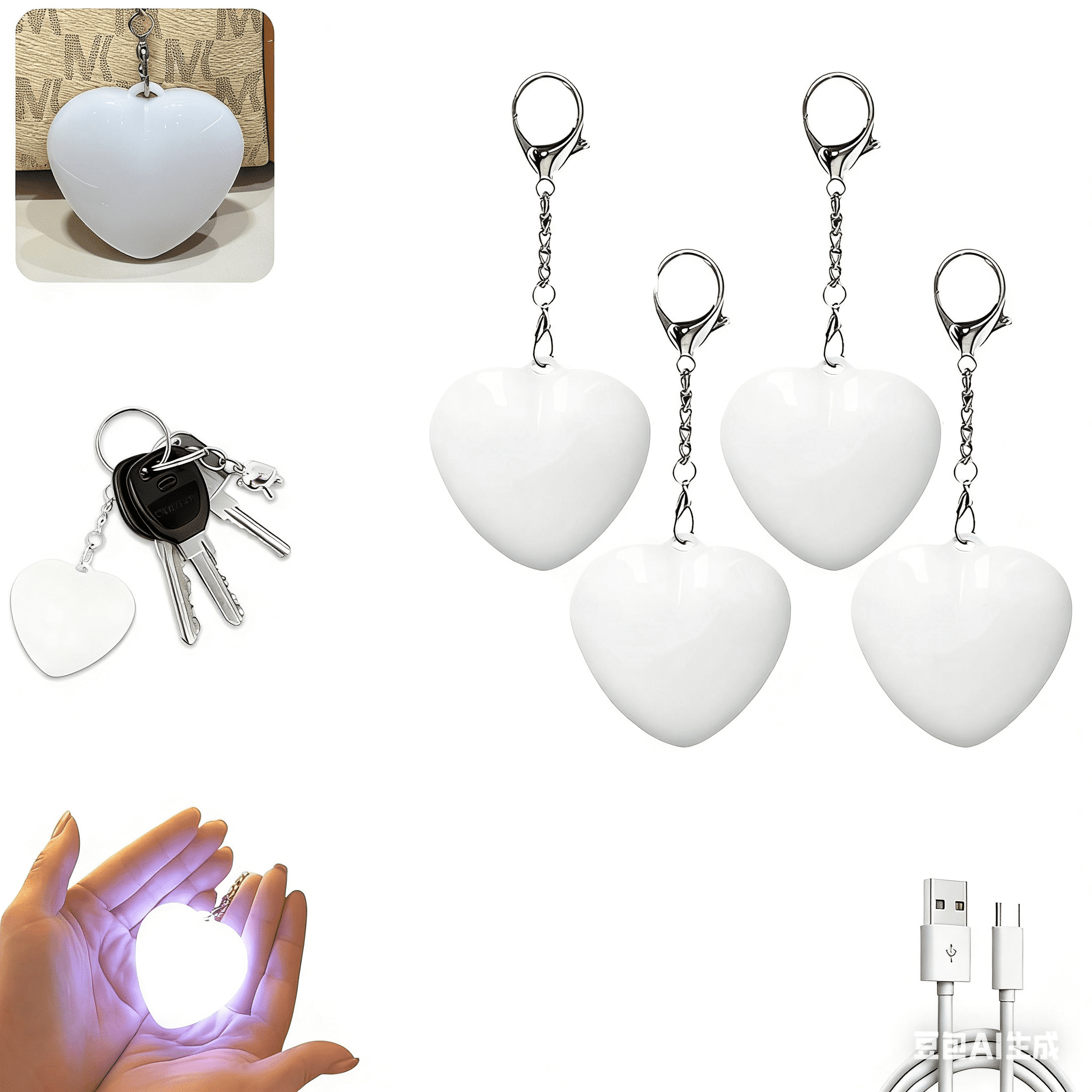4Pcs Purse Glow Heart Light LED Automatic Sensor Purse Light Touch ...