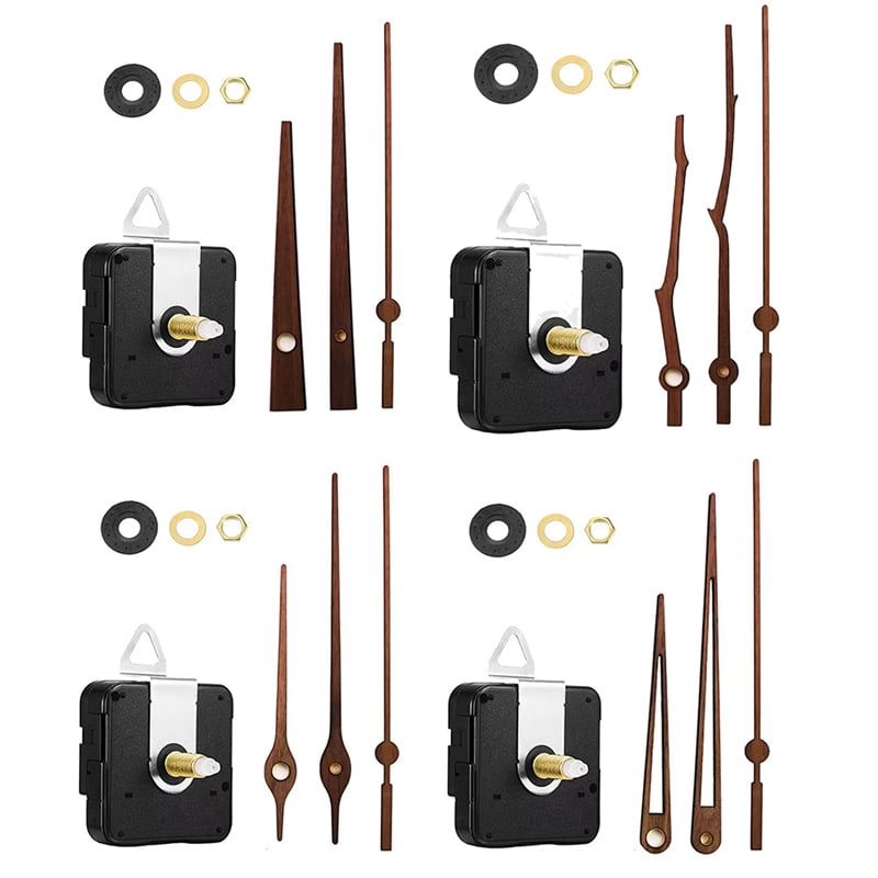 4Pcs Quartz Clock Movement Mechanism Repair Kits with 4 Types of Walnut ...