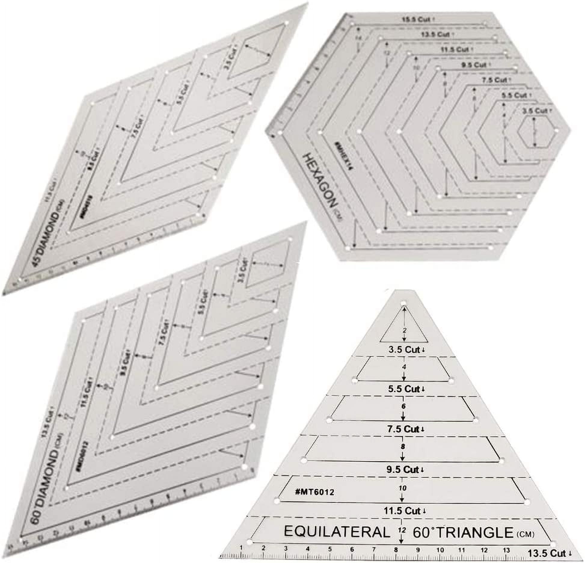 4Pcs Quilting Ruler, with 60 Degree Triangle and Diamond, 45 Degree ...