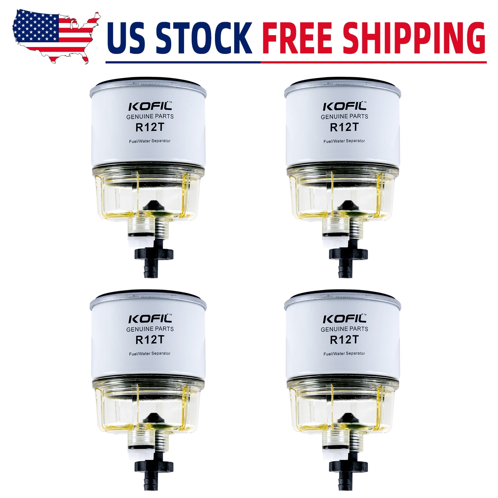 4Pcs R12T Fuel Filter/Water Separator Replacement Spin-on R12T Filter ...