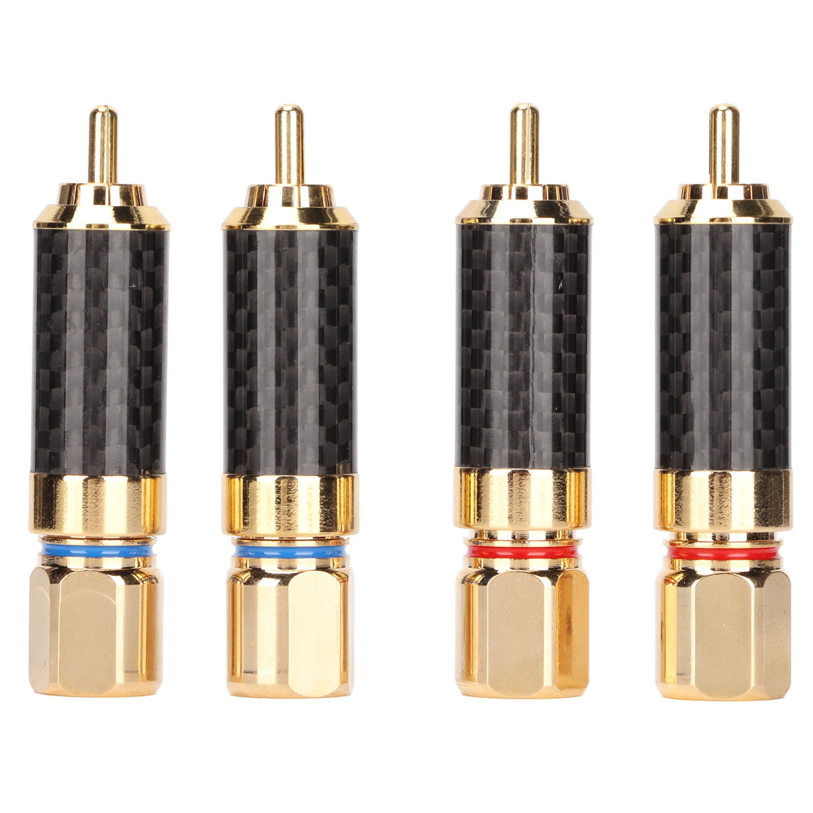 4Pcs RCA Sound Plug Carbon Fiber Gold Plated Oxidation Resistance ...