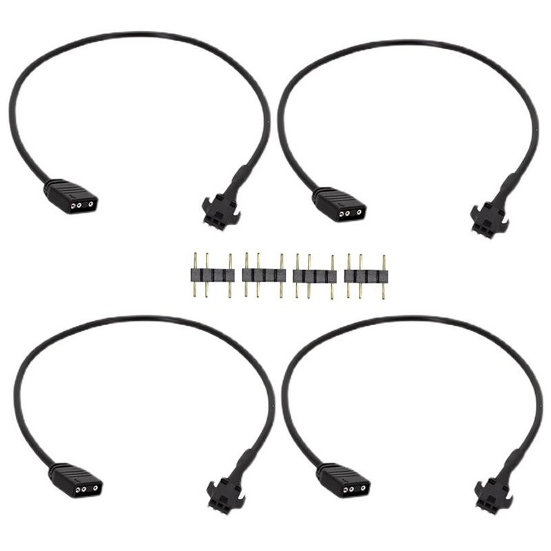 4Pcs RGB Extension Cable 5V 3-Pin to SM 3Pin Female ARGB Connector ...