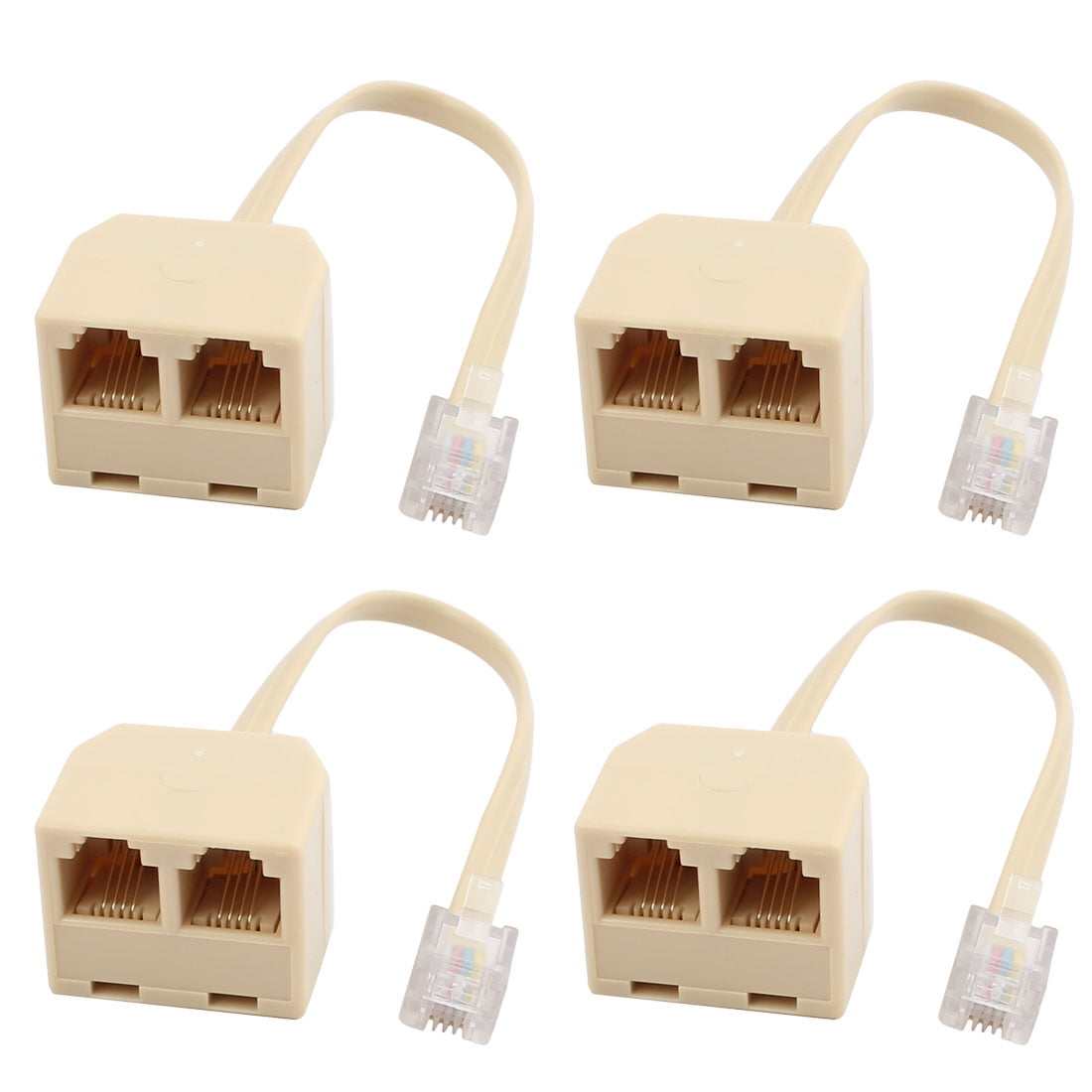 4Pcs RJ11 6P4C Male to 2 Ports Female Telephone Line Splitter Adapter ...