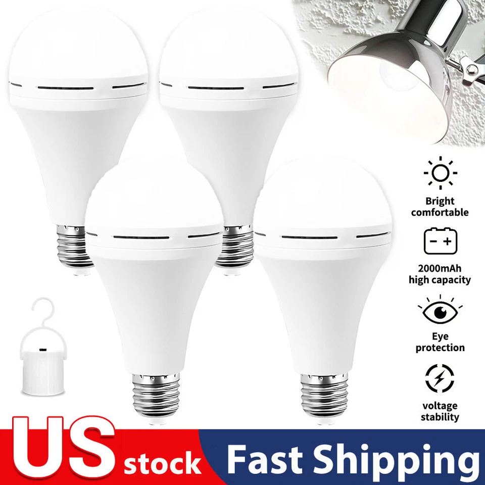 4Pcs Rechargeable Light Bulbs Emergency Lights For Home Power Failure ...