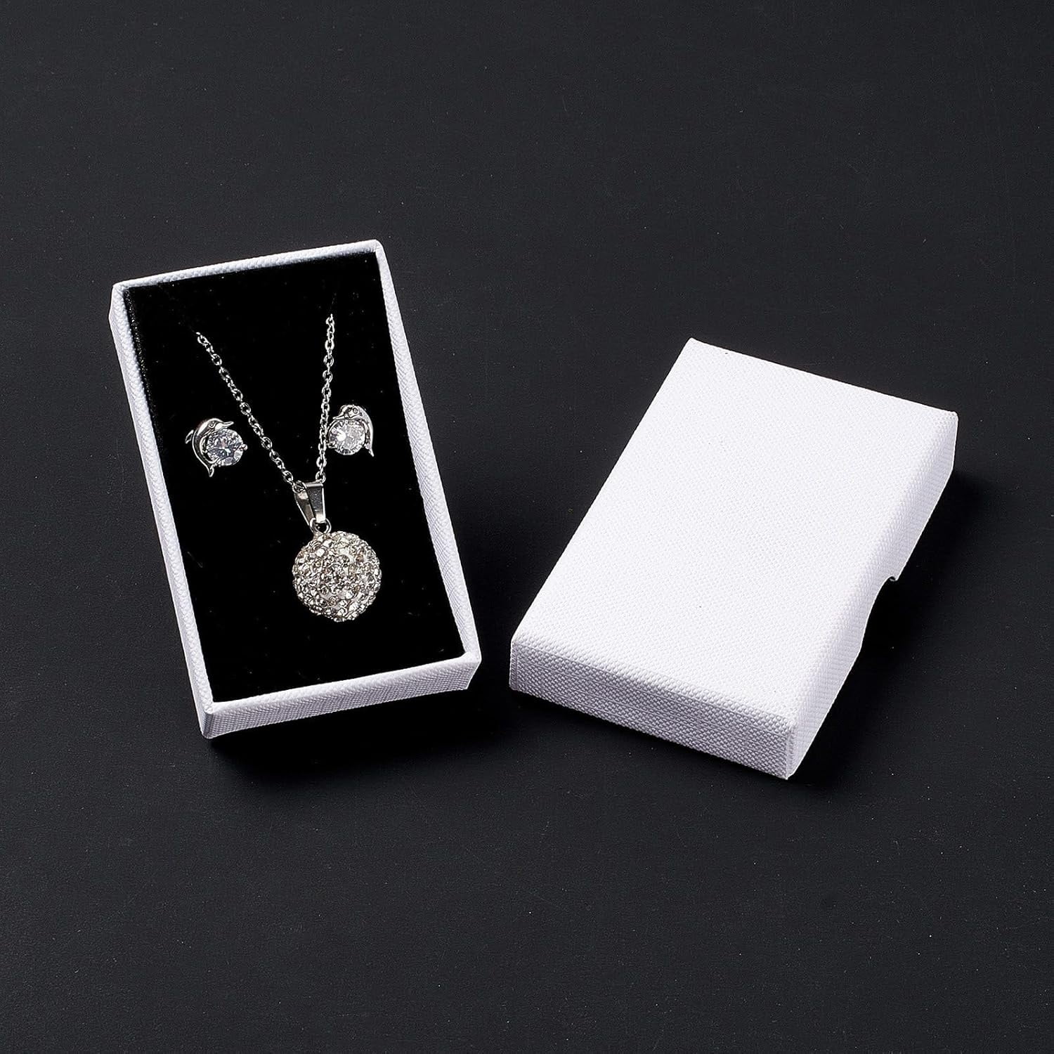 4Pcs Rectangle Jewelry Storage Boxes Paper with Sponge Mat Necklace ...