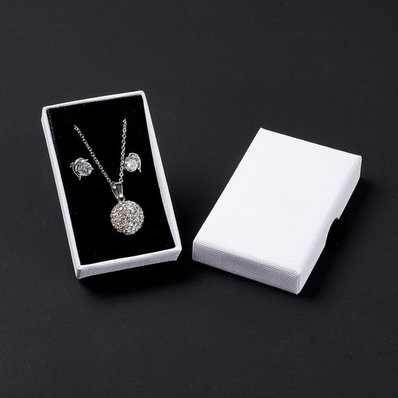 4Pcs Rectangle Jewelry Storage Boxes Paper with Sponge Mat Necklace ...
