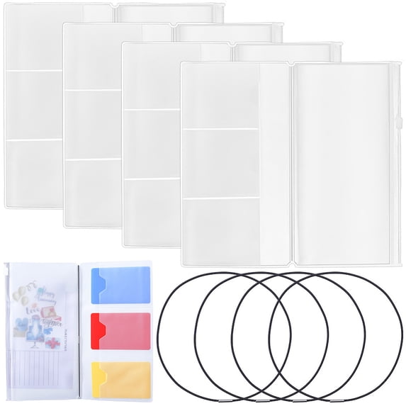 4Pcs Rectangle PVC File Pockets with Zipper with 4Pcs Nylon Travel ...