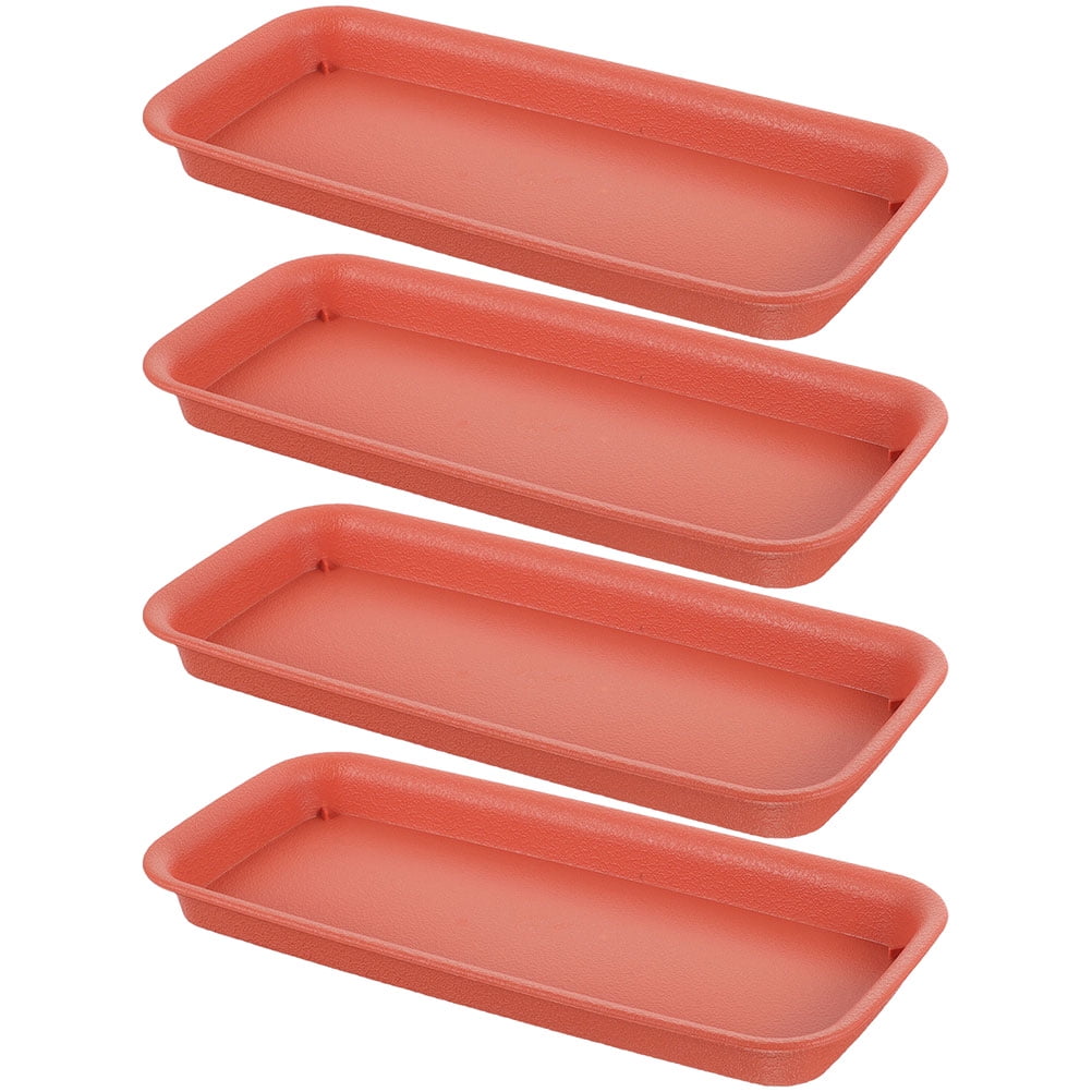 4Pcs Rectangular Plant Saucers Plastic Plant Saucers Planter Drip Tray ...