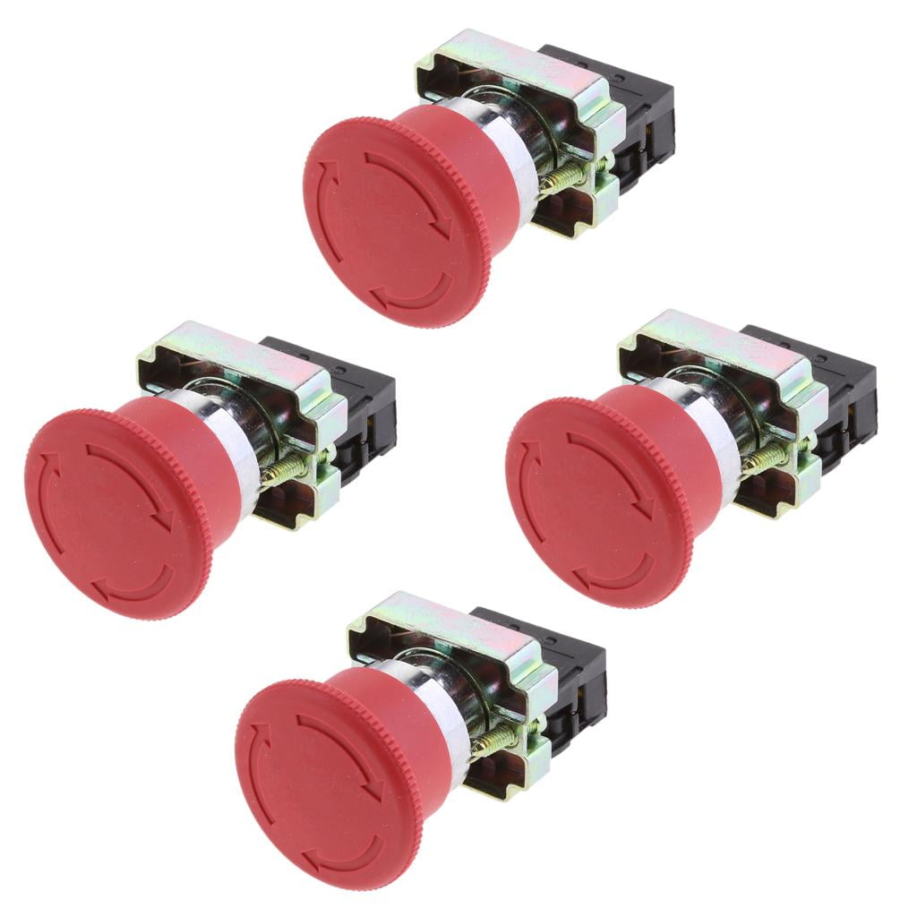 4Pcs Red Cap - NC Emergency Stop Push Button Switch, Switch Equipment ...
